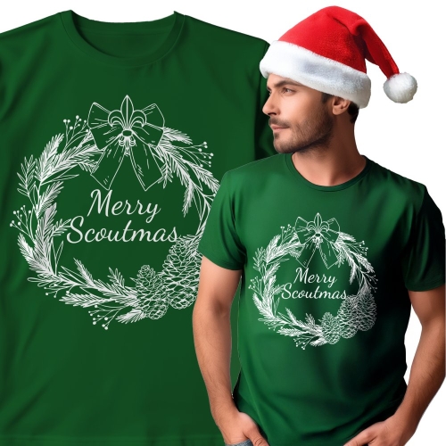 Koszulka Świąteczna Merry Scoutmas Męska Zielona - sklep Morowo.com.pl